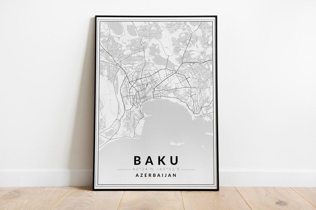 Baku Map Print, Azerbaijan Map, Baku Poster, Printable Poster, Modern ...