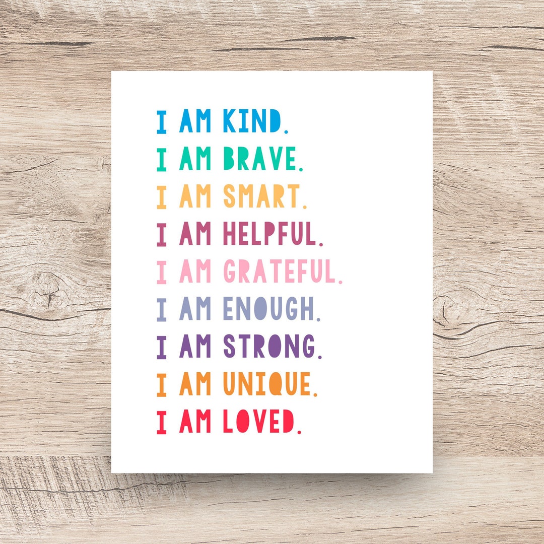 Printable Affirmations Poster, Classroom Posters, I Am Affirmations ...