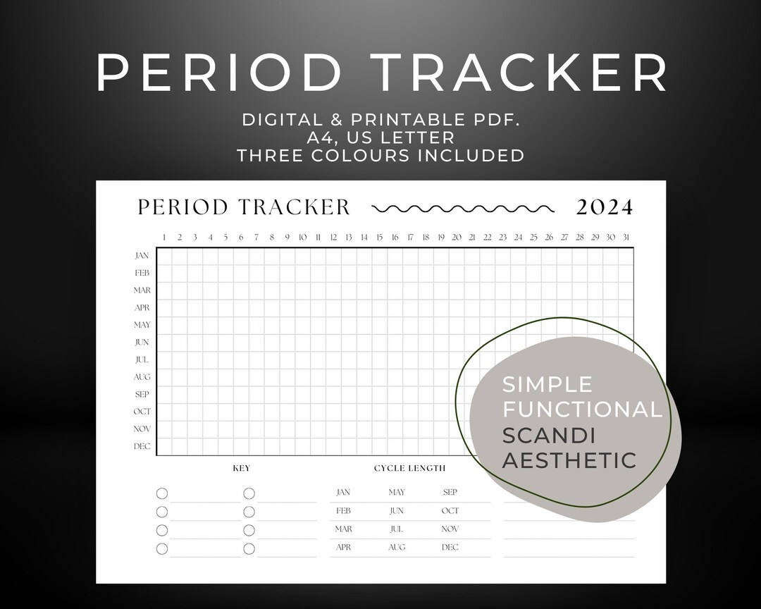 Cycle Tracker Printable, Cycle Tracker Calendar, Period Tracker Digital ...