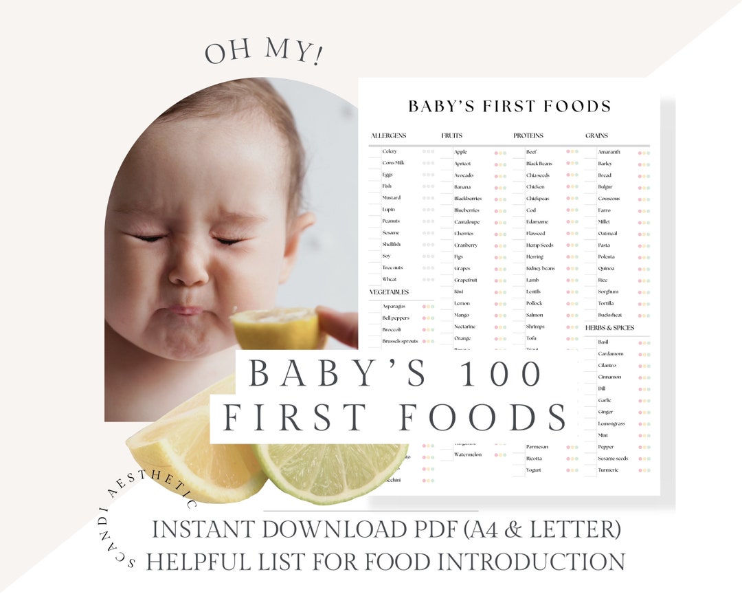 Baby 100 First Foods Tracker, Baby Food Journal, Baby Food Log, Baby ...