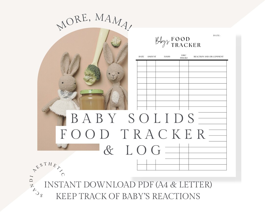 Baby First Foods Log, Solid Food Tracker, Baby Led Weaning Chart, Food ...