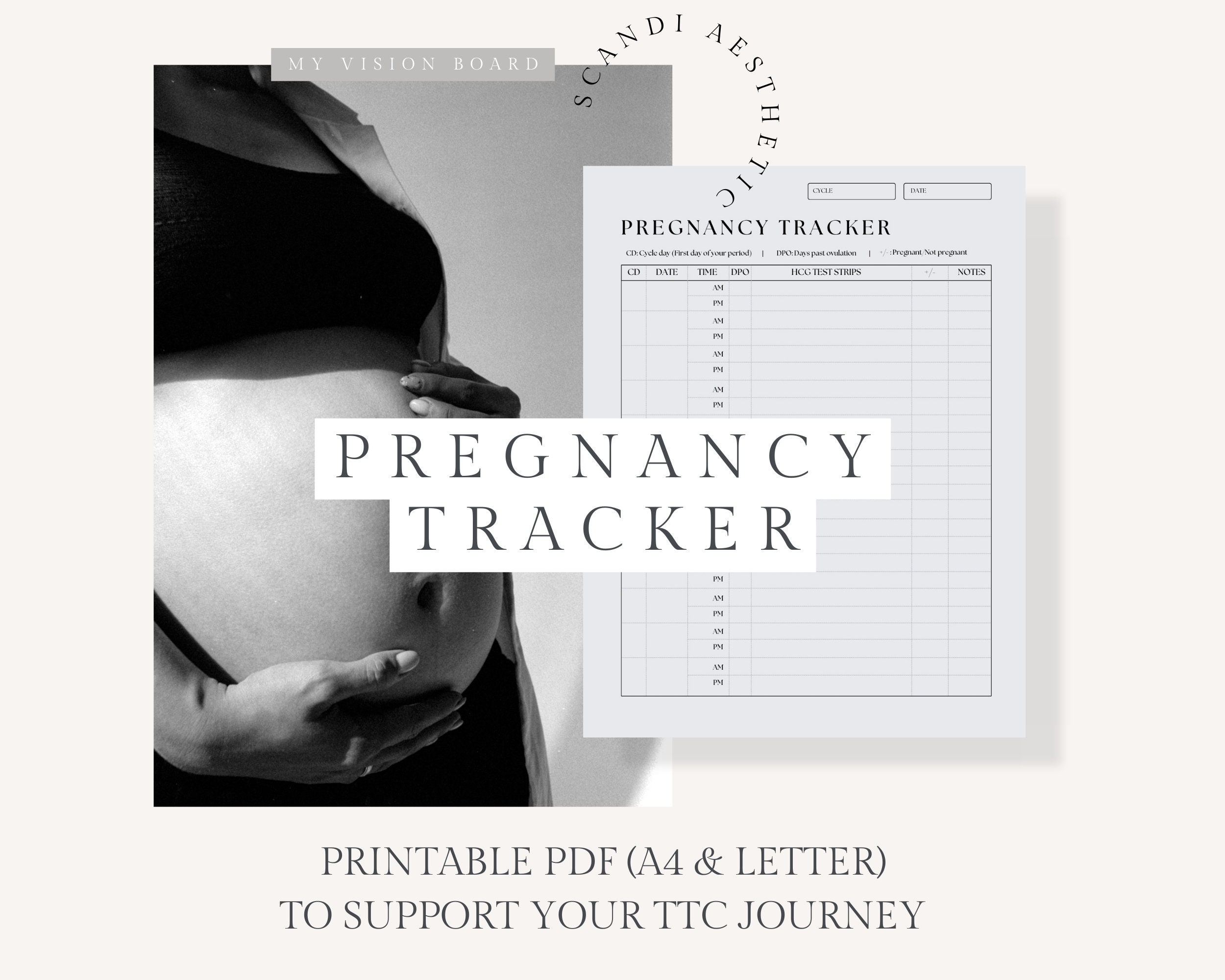 Pregnancy Tracker Printable | HCG Tracker | TTC Tracker Printable | TTC ...