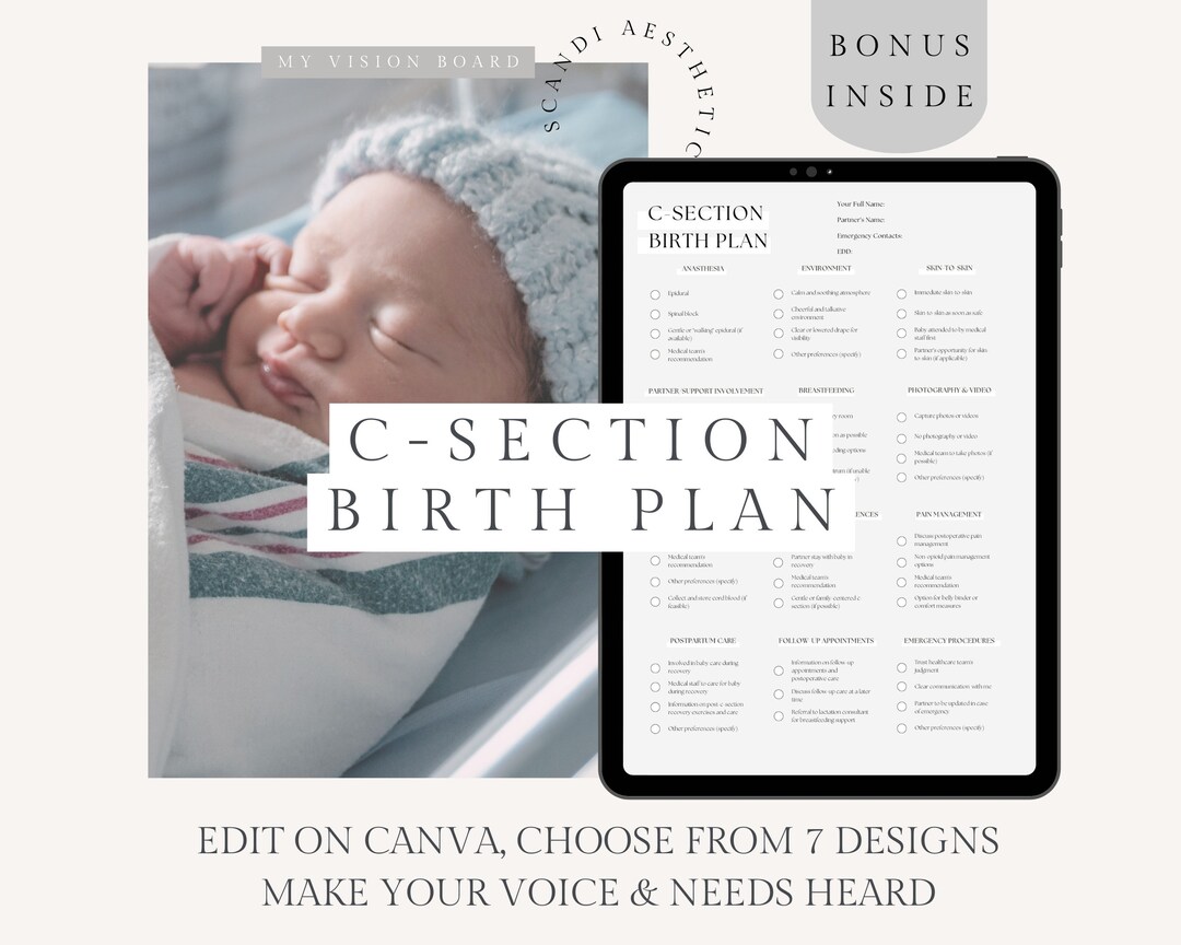 Csection Birth Plan Csection Template Cesarean Birth Plan Gentle C ...