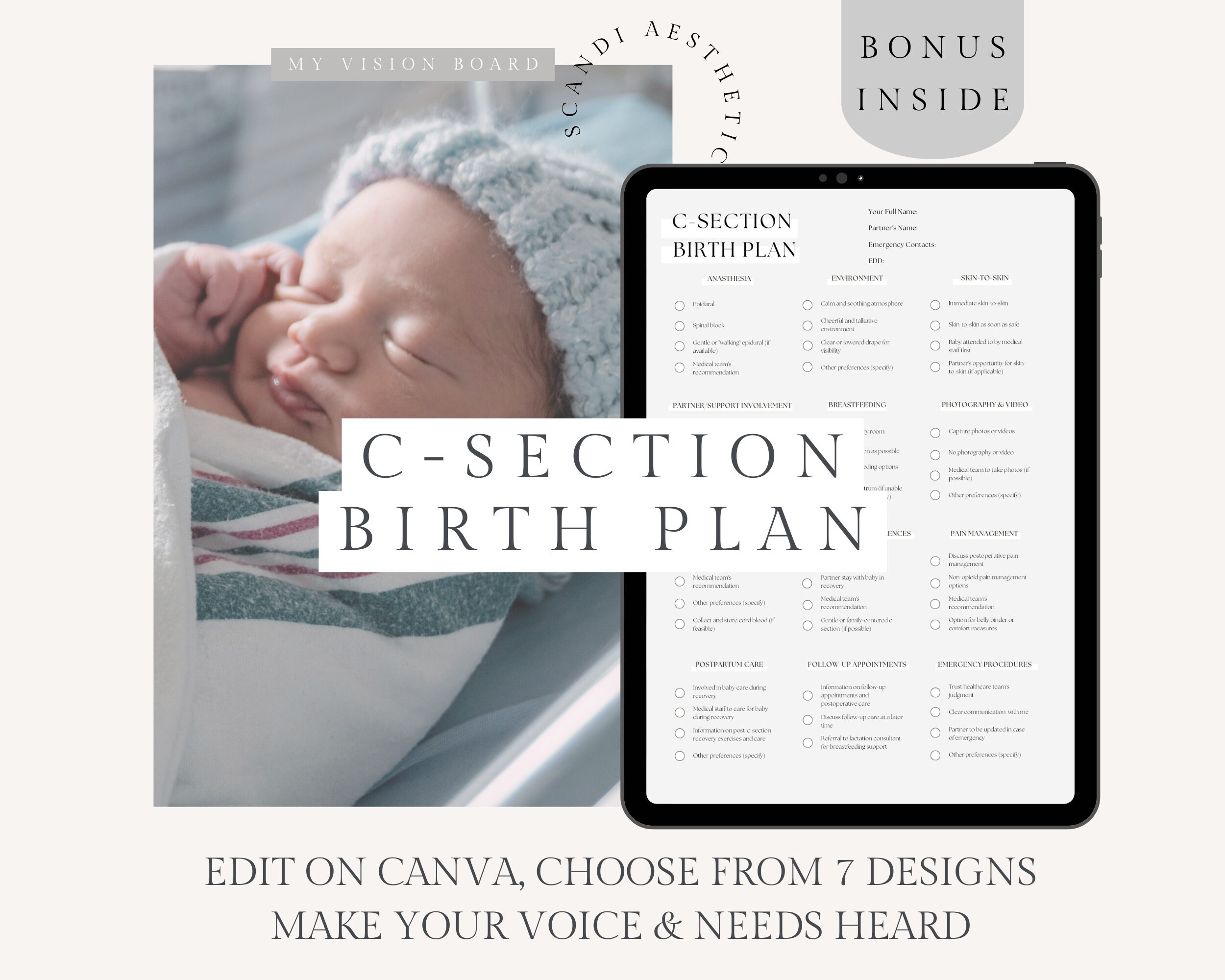Csection Birth Plan Csection Template Cesarean Birth Plan Gentle C ...