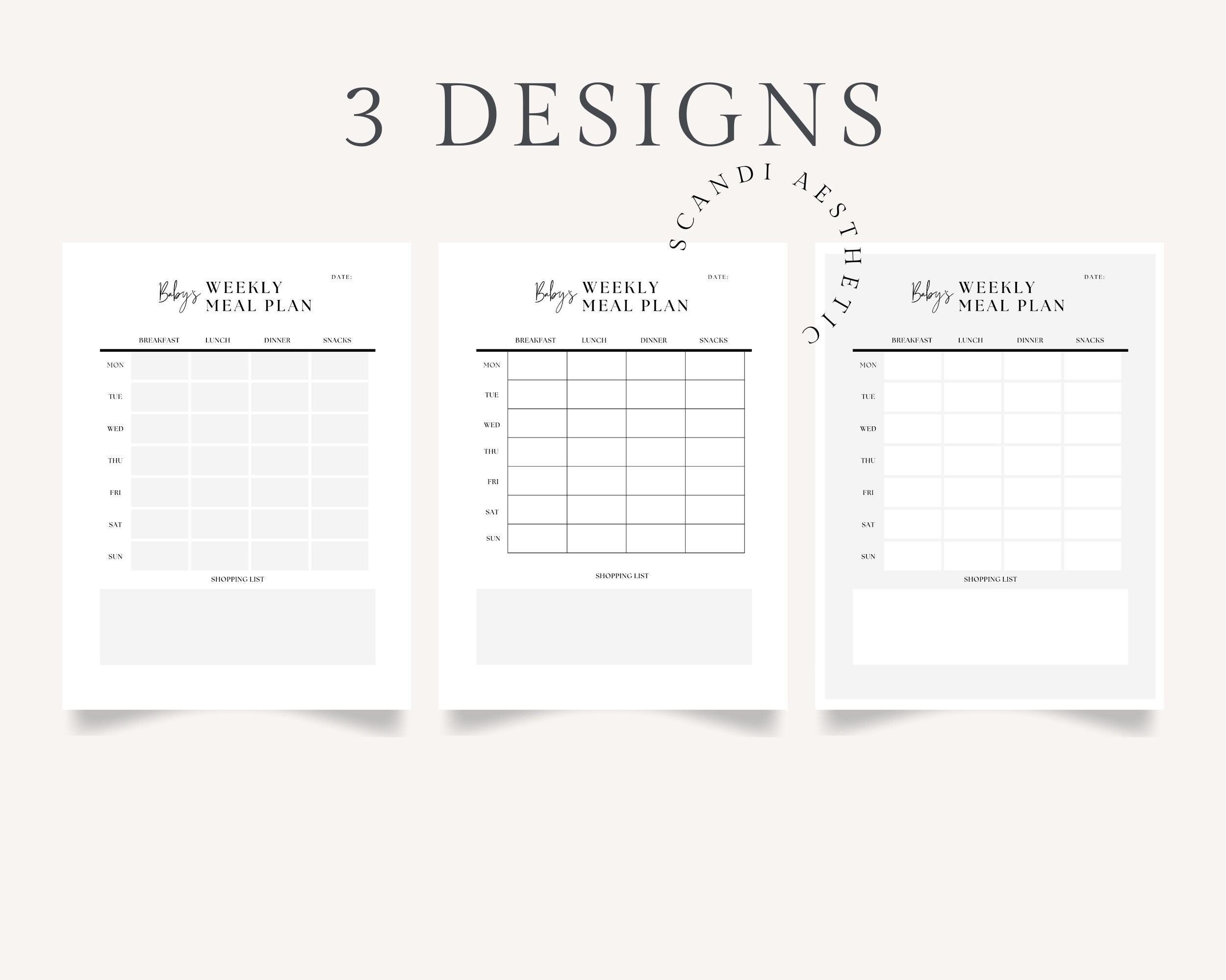 Baby Meal Planner Template, Baby Led Weaning Calendar, Weekly Meal ...