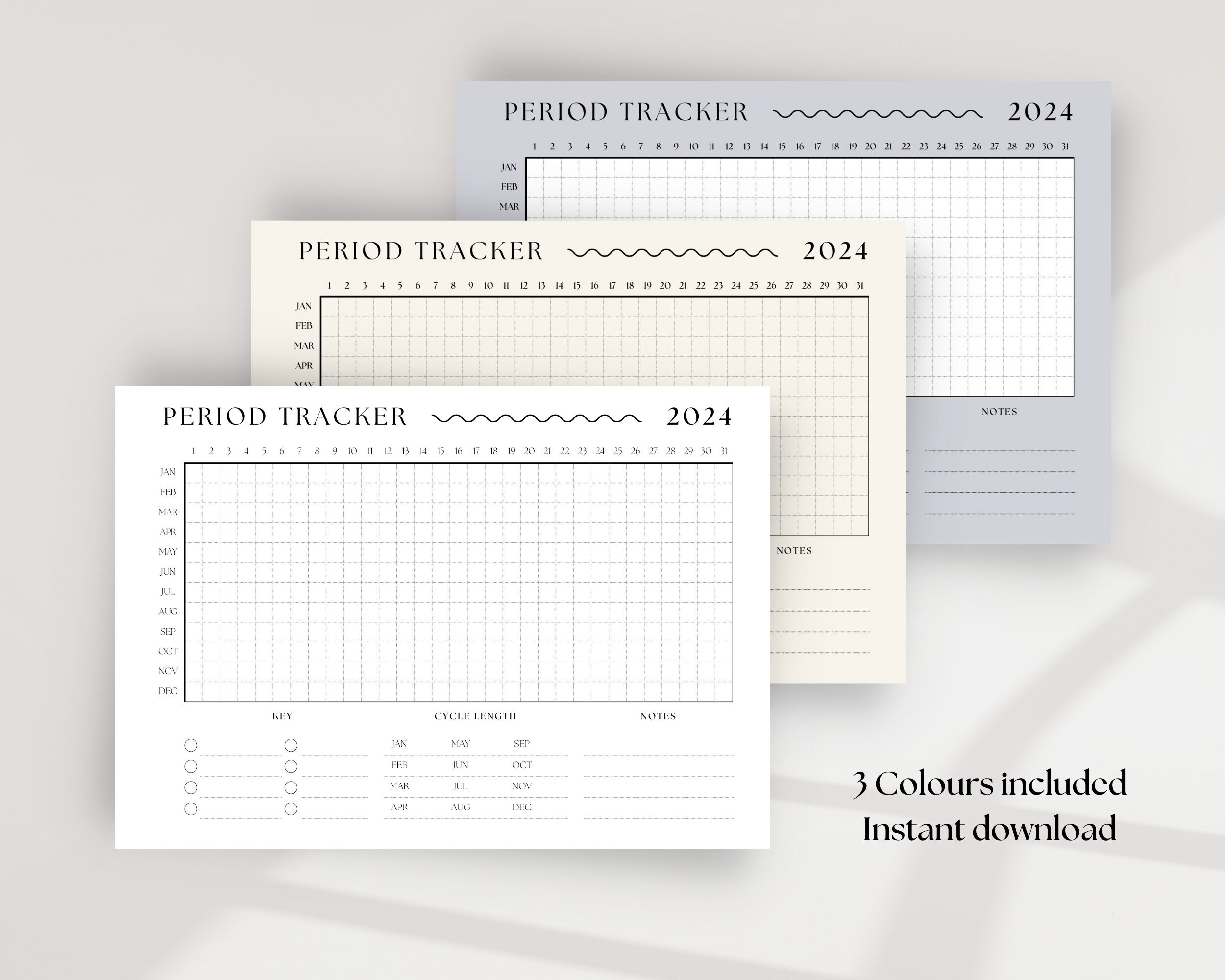Cycle Tracker Printable, Cycle Tracker Calendar, Period Tracker Digital ...