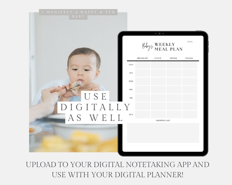 Baby Meal Planner Template, Baby Led Weaning Calendar, Weekly Meal ...