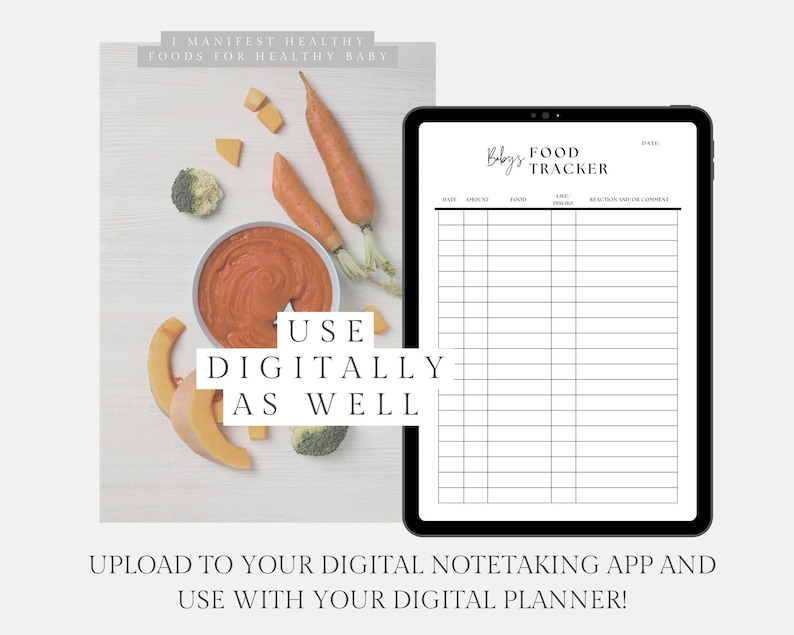 Baby First Foods Log, Solid Food Tracker, Baby Led Weaning Chart, Food ...