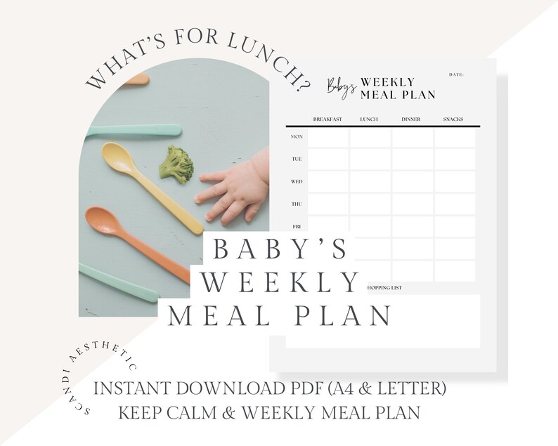Baby Meal Planner Template, Baby Led Weaning Calendar, Weekly Meal ...