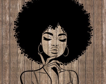 Afro Queen SVG Black Woman Nubian Classy Lady Afro Hairstyle Beautiful ...