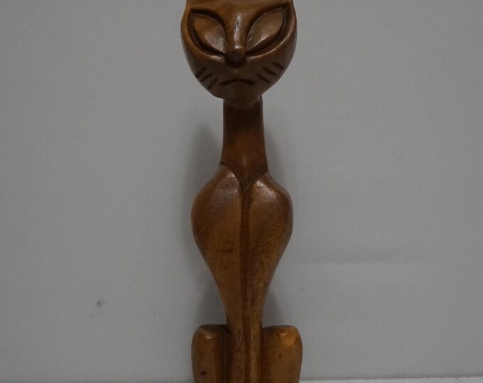 Mid Century Modern Siamese Cat Statue Wood Cat Siamese Cat Statue 12 ...