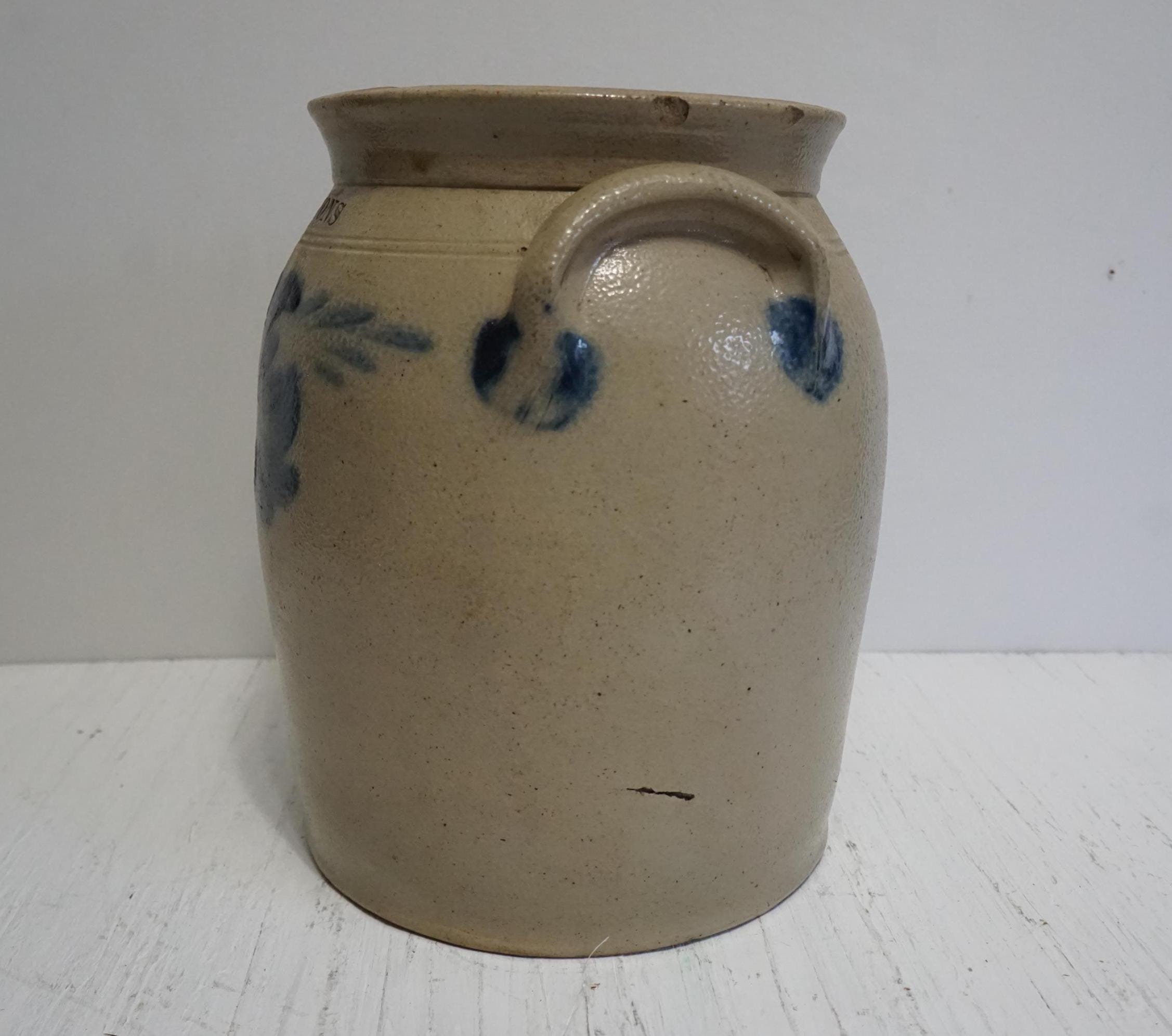 Antique Stoneware Pottery Jar, LYONS Pottery Jar Preserve Jar With ...