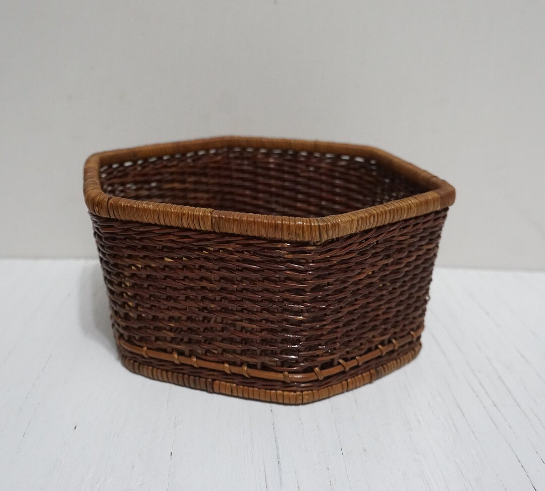 Vintage Hexagon Wicker Basket/ Decorative Basket - Etsy