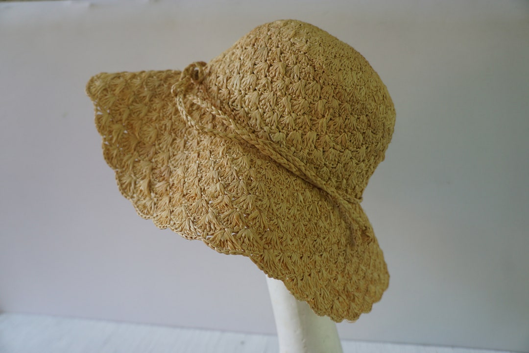 Vintage Woven Raffia Floppy Hat April Cornell Woven Raffia Hat Sun Hat ...