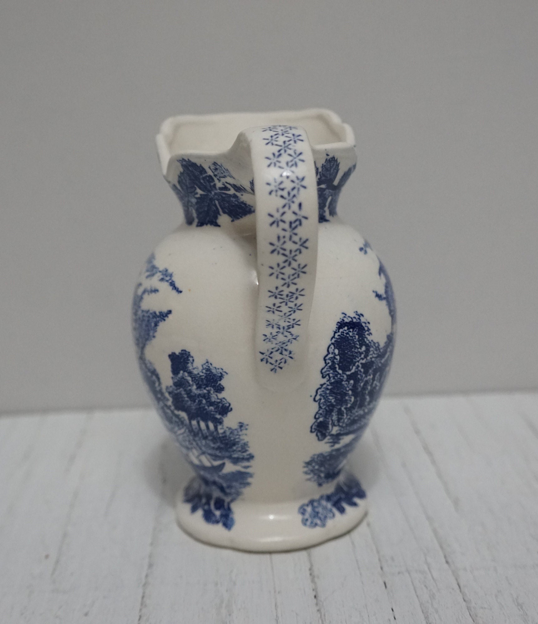 Vintage Blue and White Transferware Castle Creamer Pitcher Blue and ...