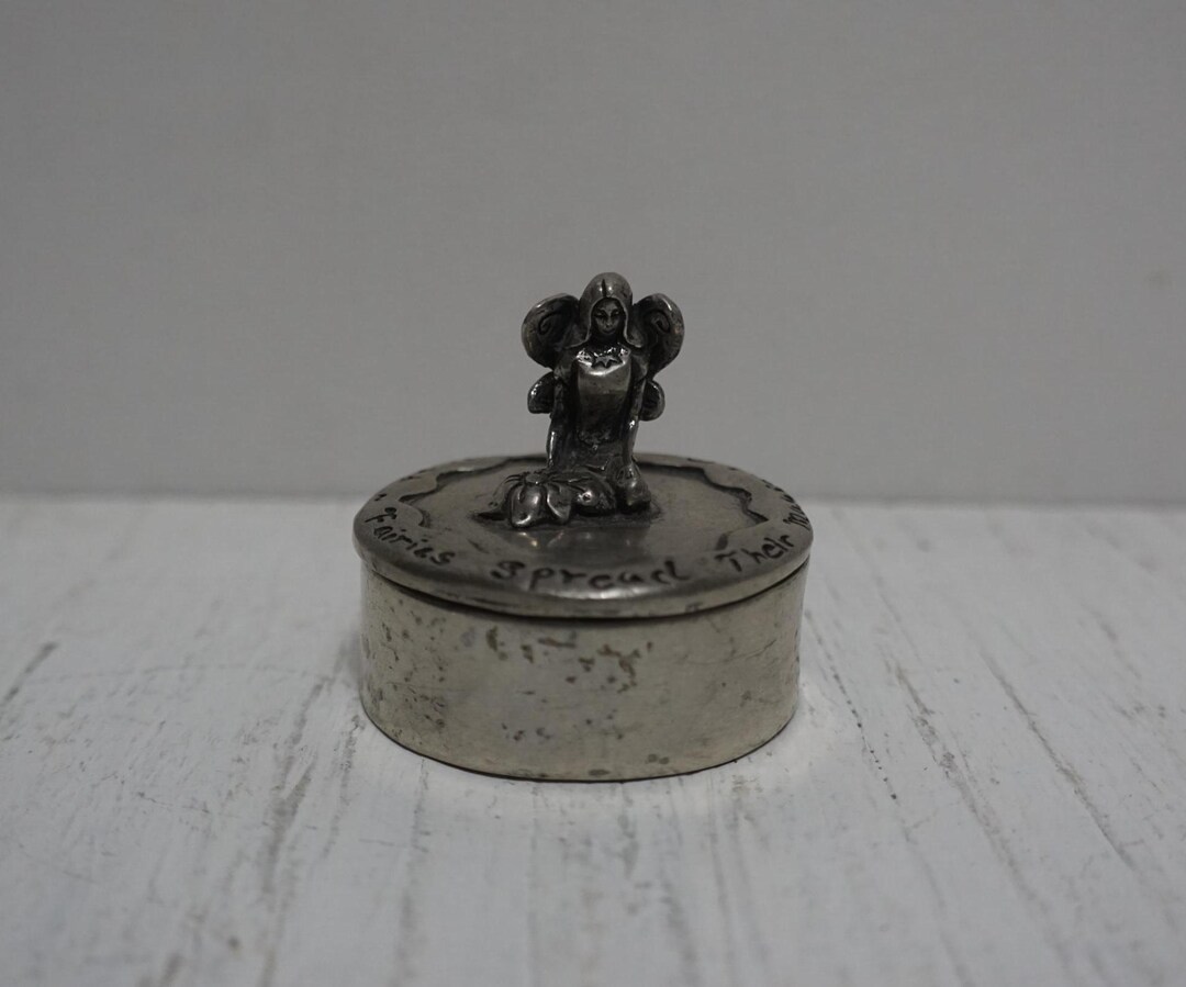Vintage Pewter Tooth Fairy Trinket Box "fairies Spread Their Magical ...