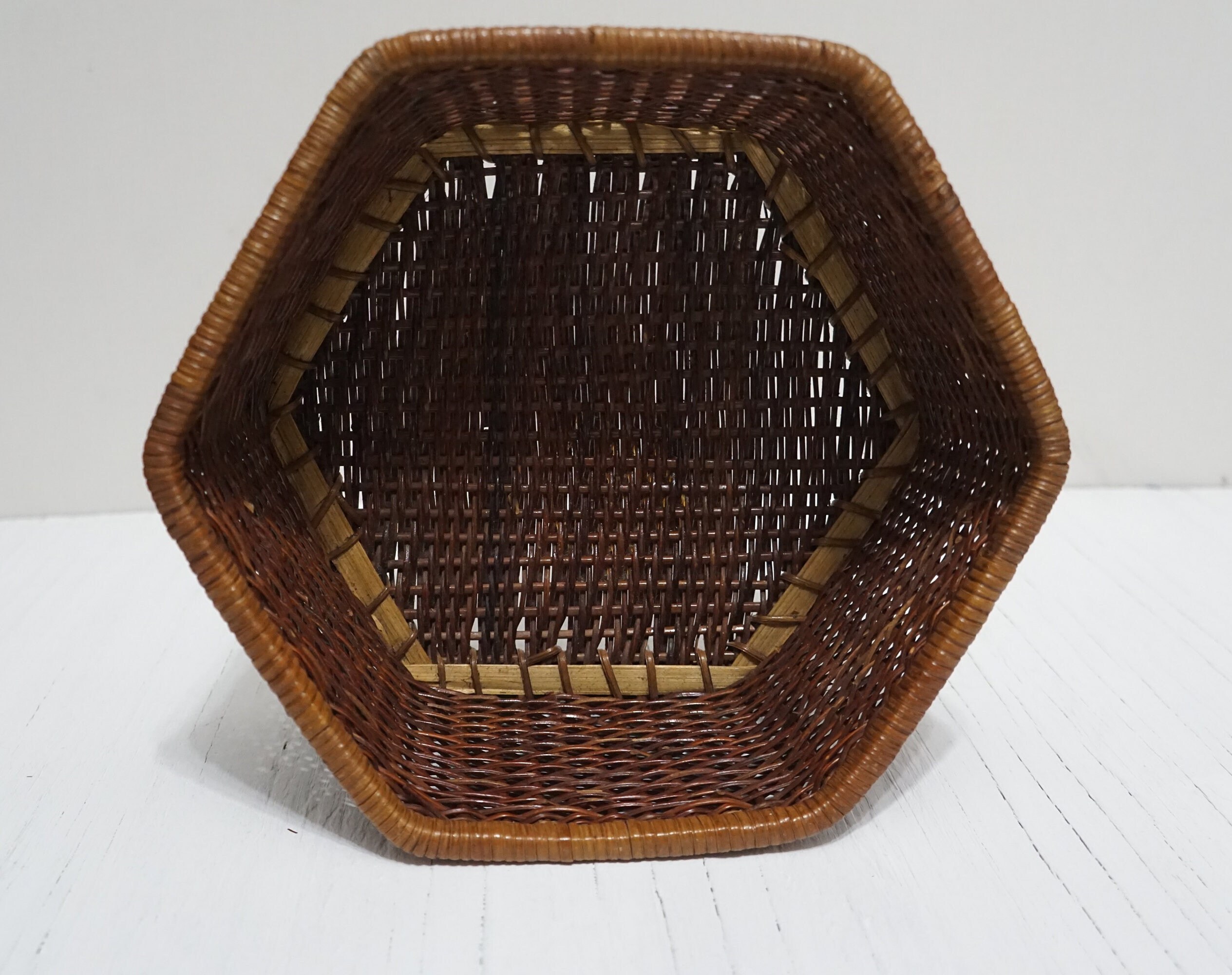 Vintage Hexagon Wicker Basket/ Decorative Basket - Etsy