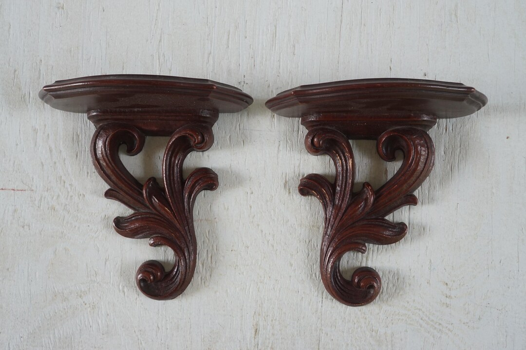 Vintage Syroco Shelves Set of 2 Syroco Wood Wall Shelves Mid Century ...