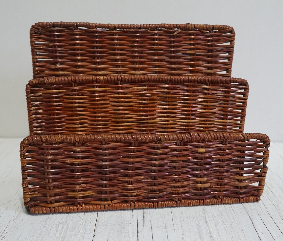 Wicker Desktop Organizer/office Organizer/mail Organizer - Etsy