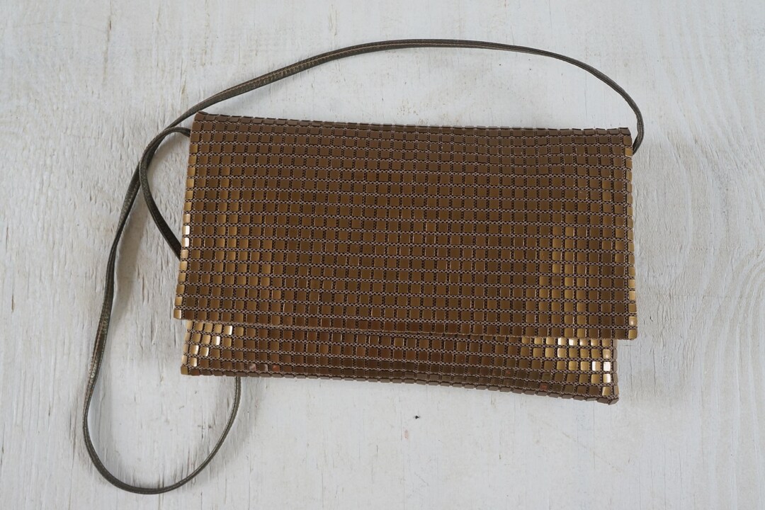 Vintage Lumured Gold Plastic Square Beaded Handbag Clutch /shoulder Bag ...