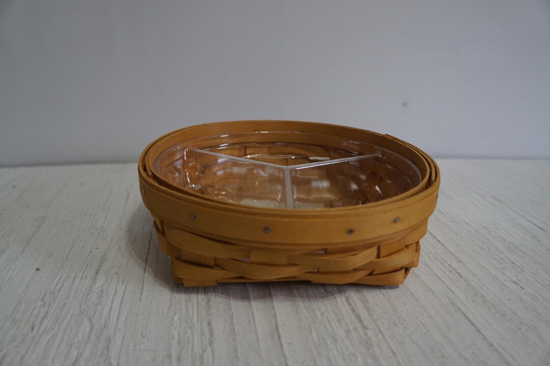 Longaberger Round Divided Catch All Basket Sectioned Basket Signed and ...