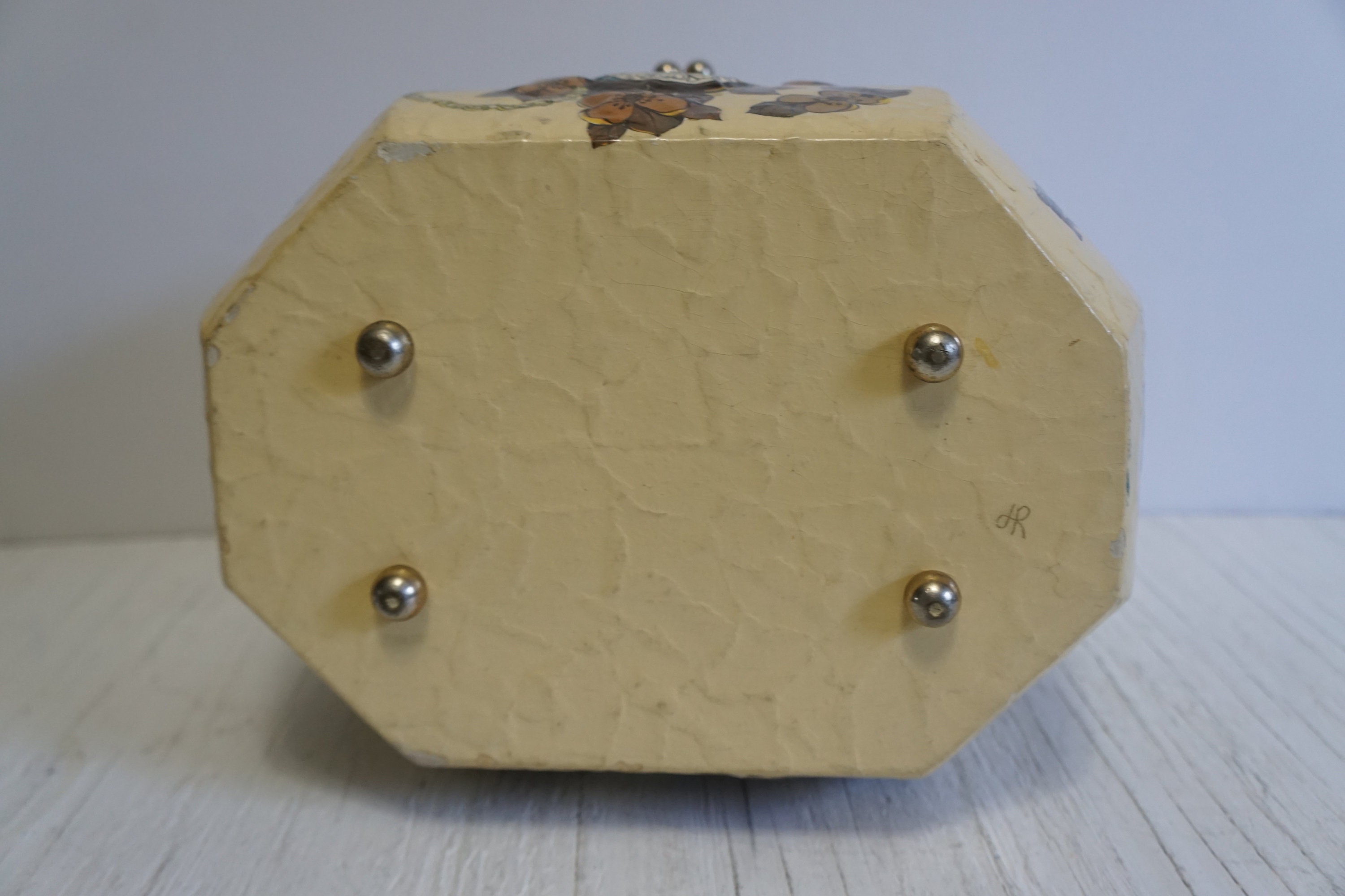 Vintage Decoupage Box Handbag/octagon Shaped Box Handbag/tortoiseshell ...