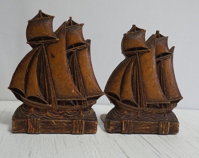 Vintage Syroco Ship Bookends Nautical Home Decor Vintage Bookends - Etsy
