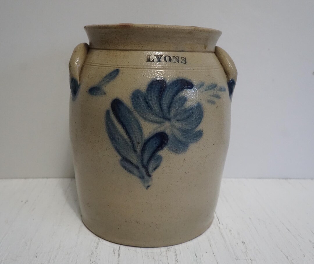 Antique Stoneware Pottery Jar, LYONS Pottery Jar Preserve Jar With ...