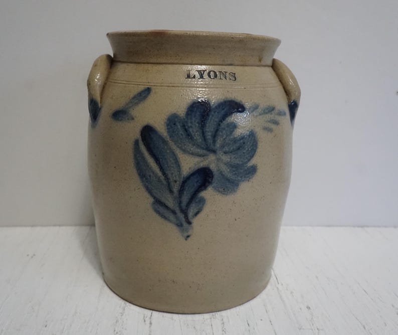 Antique Stoneware Pottery Jar, LYONS Pottery Jar Preserve Jar With ...