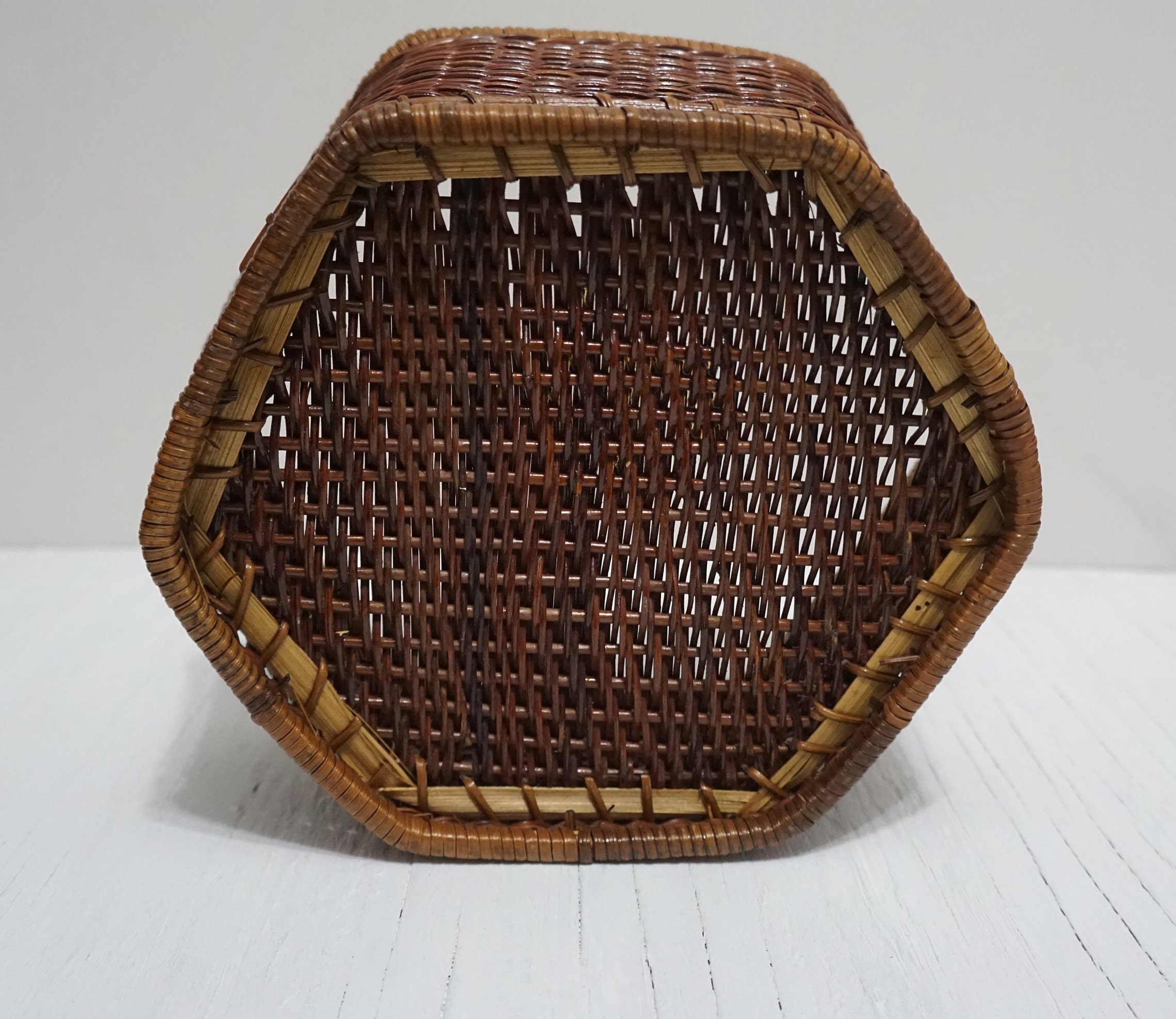Vintage Hexagon Wicker Basket/ Decorative Basket - Etsy