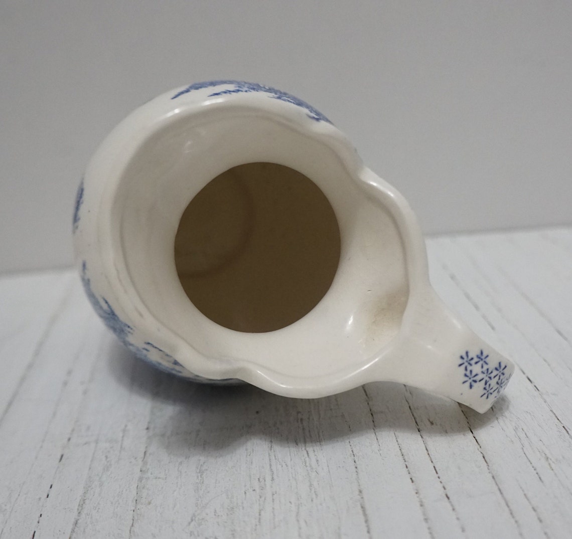 Vintage Blue and White Transferware Castle Creamer Pitcher Blue and ...