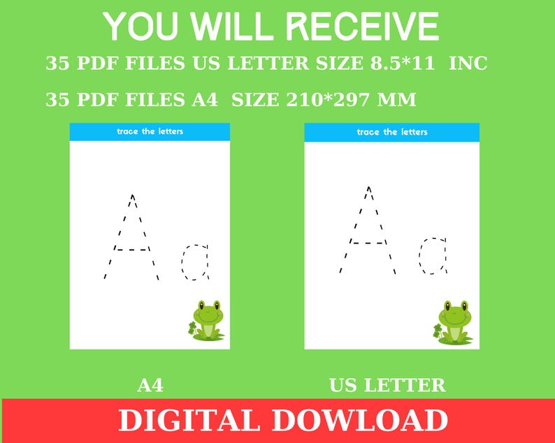 Printable Letter Tracing Pages for Kids Dotted Line Alphabet Learning ...