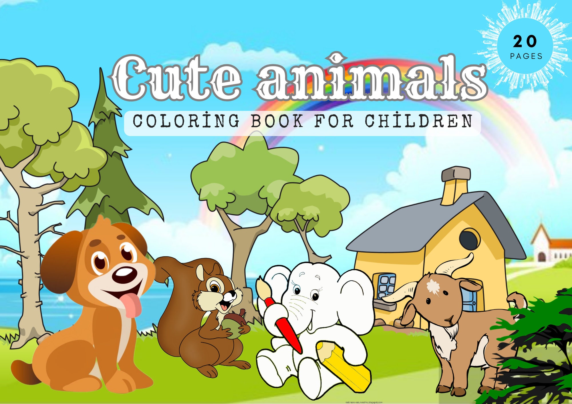 Coloring Pages for Kids, Instant Download, Fun Animal Drawings to Color ...