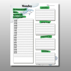 Modern Colorful Daily & Weekly Printable Planner, Monthly Undated Goal ...