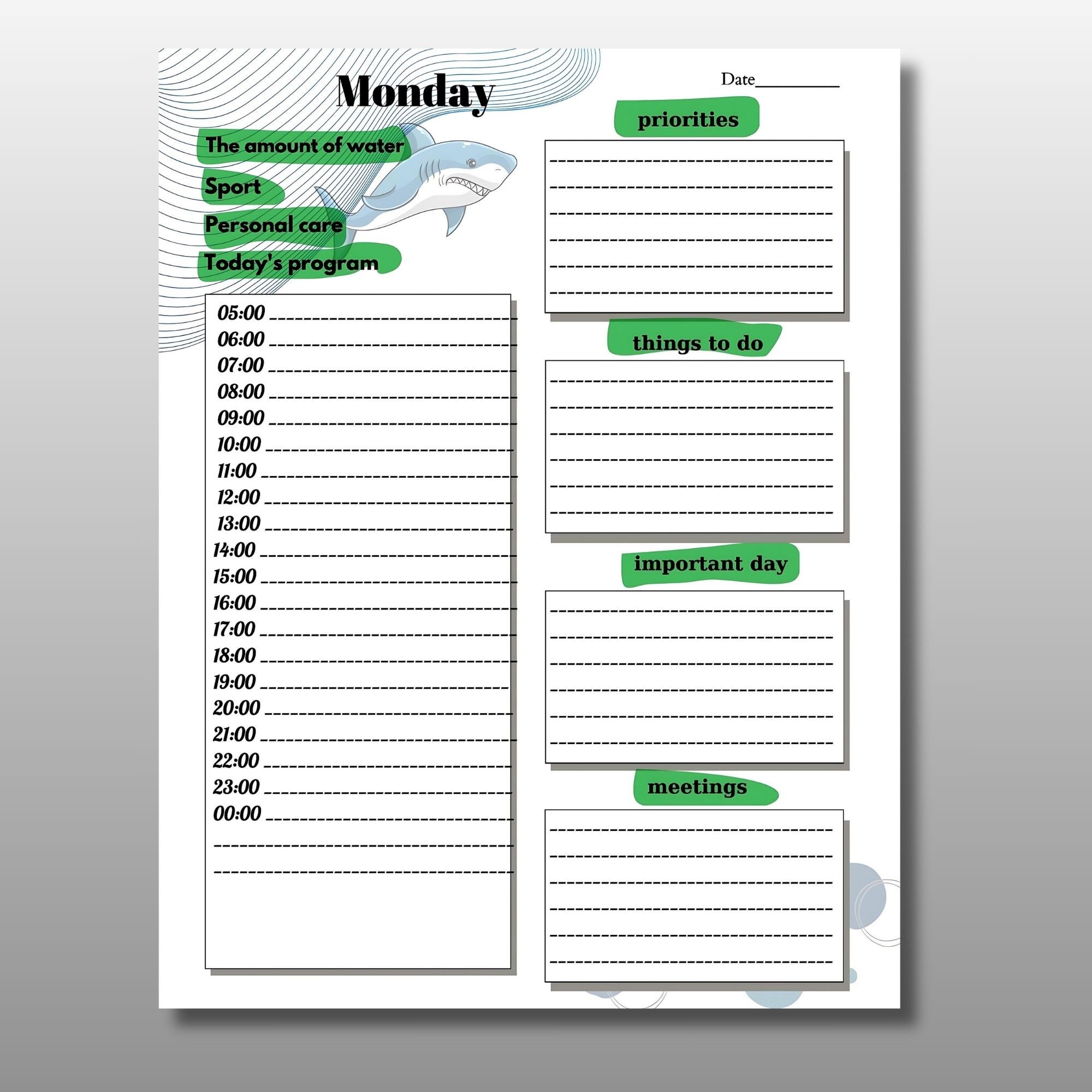 Modern Colorful Daily & Weekly Printable Planner, Monthly Undated Goal ...