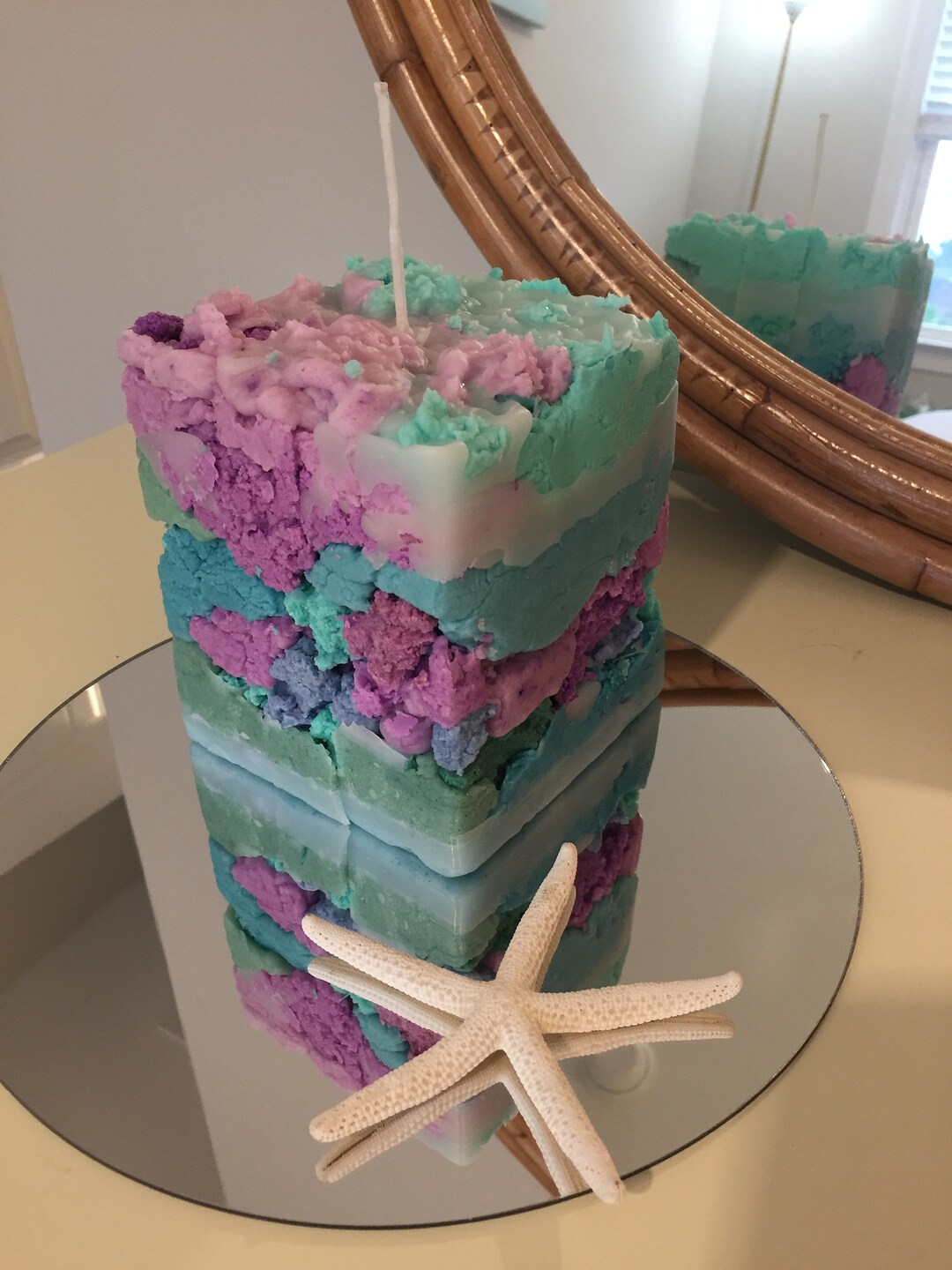 Coral Reef Pillar Candle 5h X 4.5w Large Square Decorative Candles ...