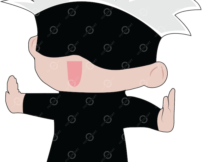 Chibi Gojo Satoru Jujutsu Kaisen Anime Manga Sign SVG Cute Outline ...