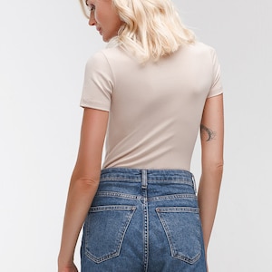 Women Bodysuit Cotton Short Sleeve,women's Casual Slim Fit Top, Crew ...
