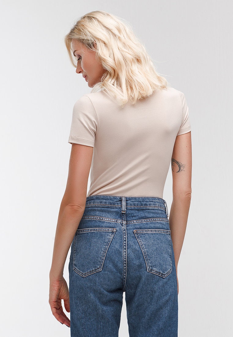 Women Bodysuit Cotton Short Sleeve,women's Casual Slim Fit Top, Crew ...