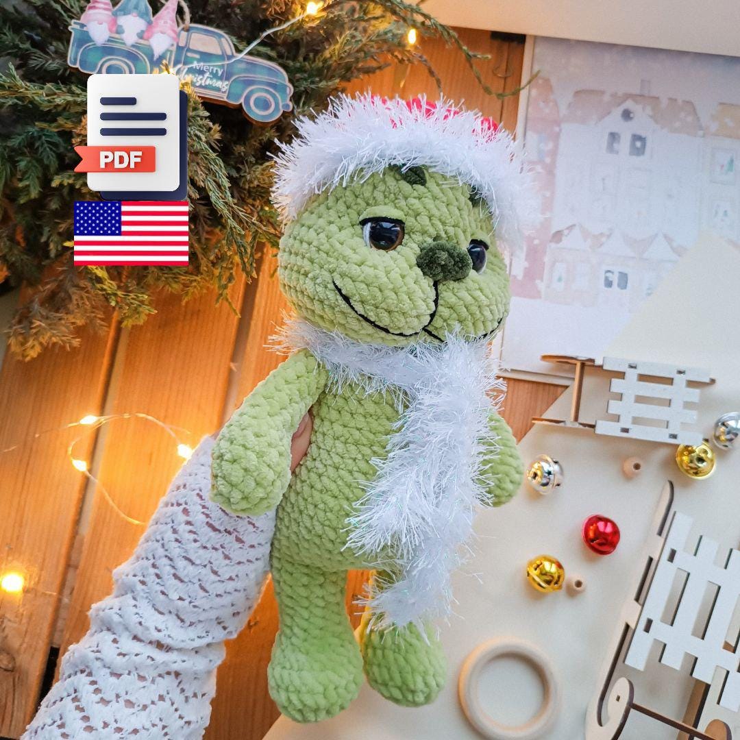 Plush Grinch Crochet Pattern, Low Sew Christmas Amigurumi PDF Tutorial ...