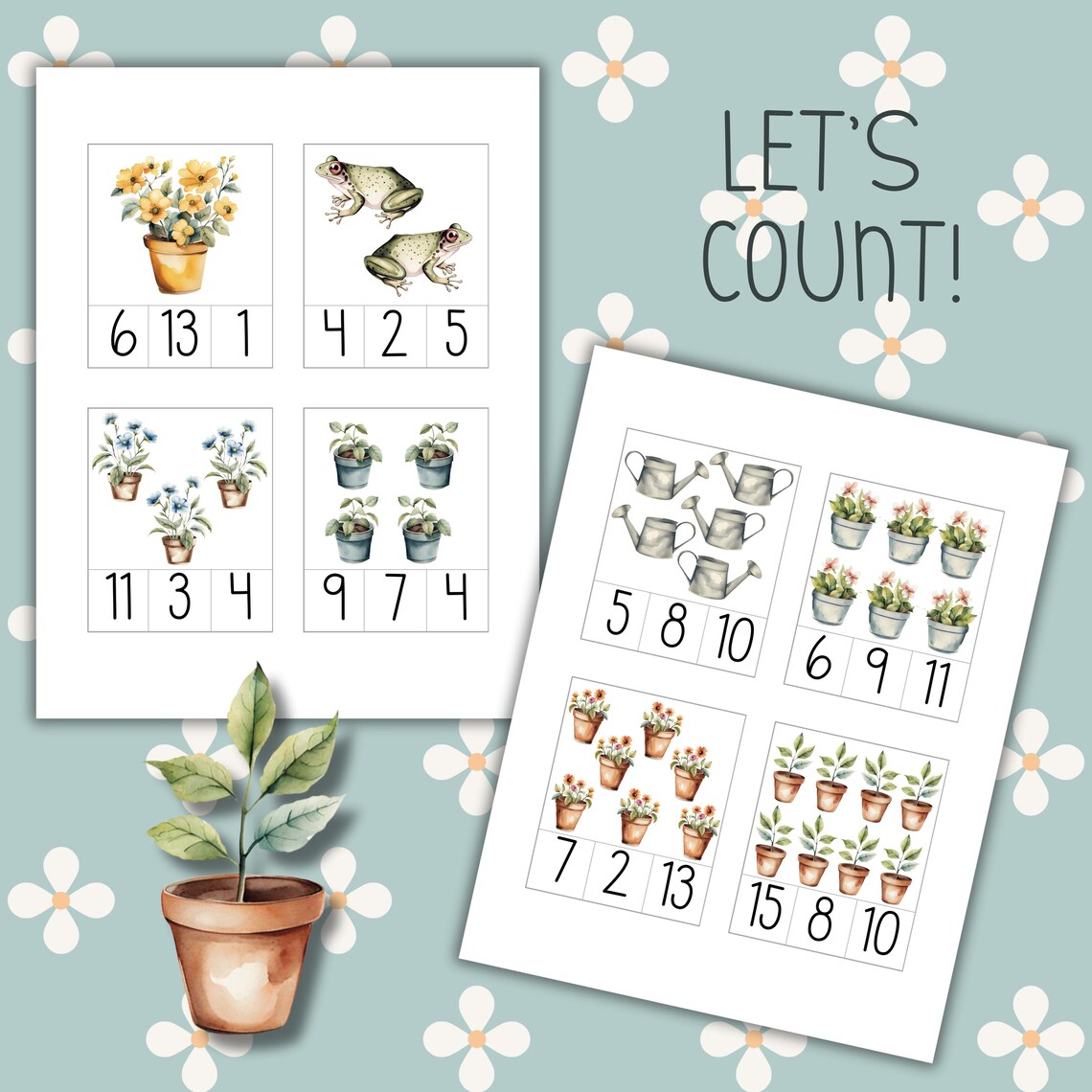 Garden Count and Clip Cards 1-20: Montessori Maths (PDF) - Etsy