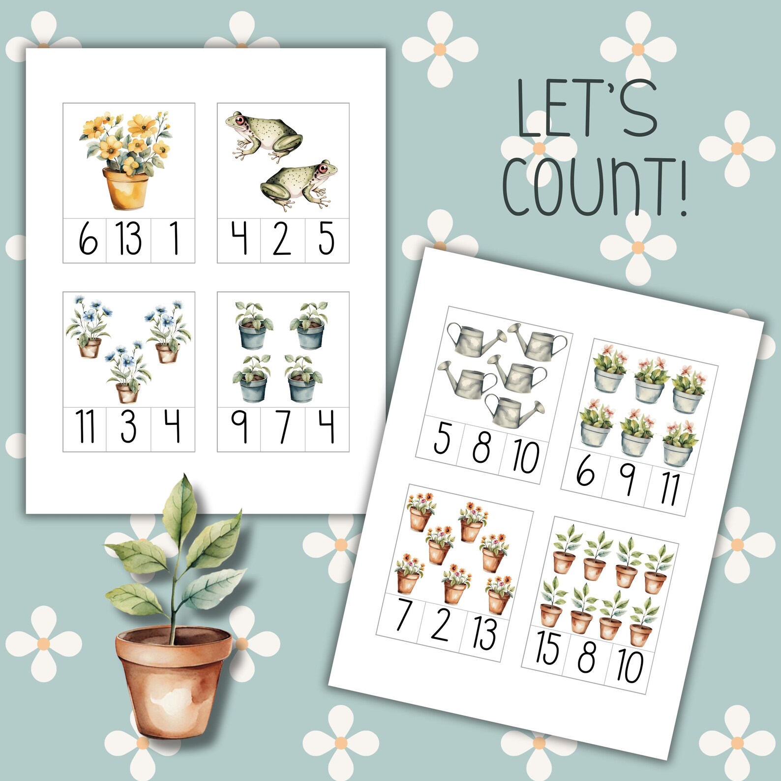 Garden Count and Clip Cards 1-20: Montessori Maths (PDF) - Etsy