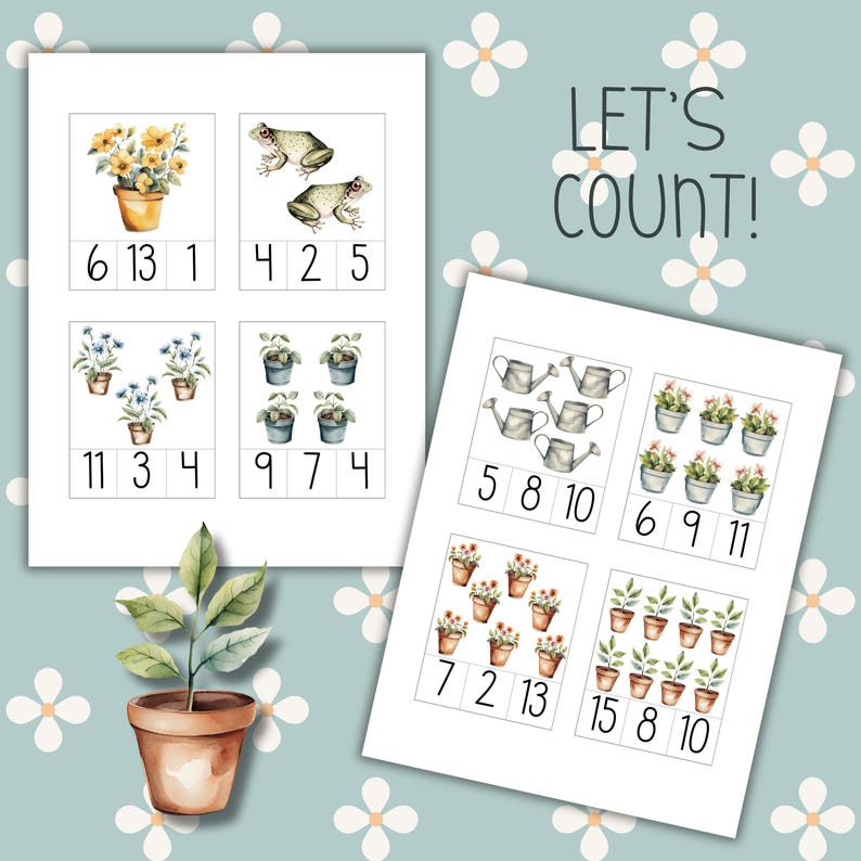 Garden Count and Clip Cards 1-20: Montessori Maths (PDF) - Etsy