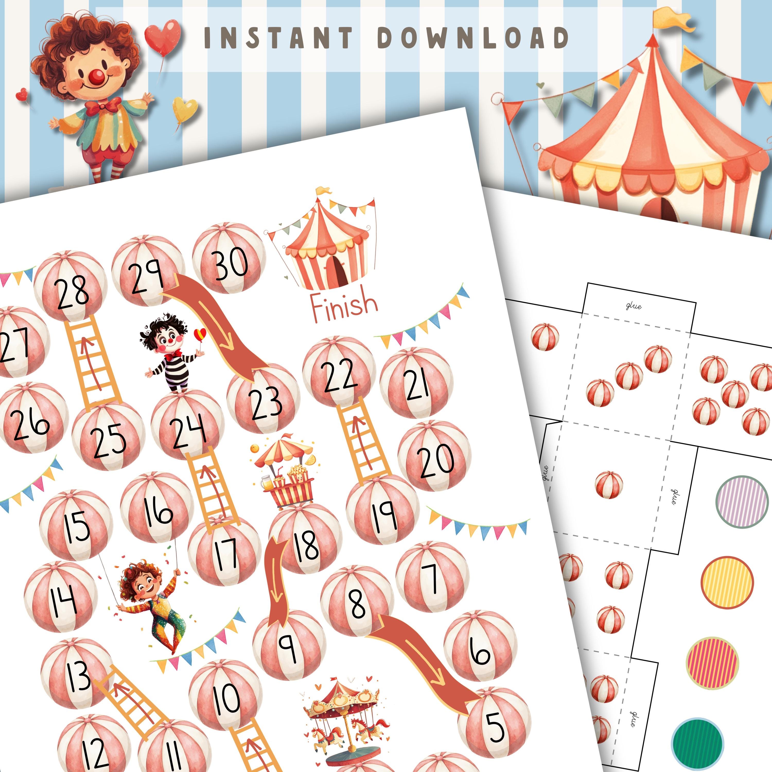 Circus Board Game: Ribbons and Ladders Family Play (PDF) - Etsy