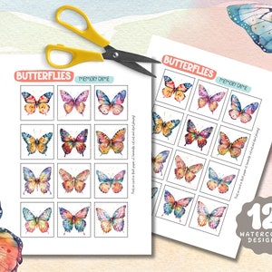 Butterfly Memory Game, Printable Memory Cards, Butterfly Match Memory ...