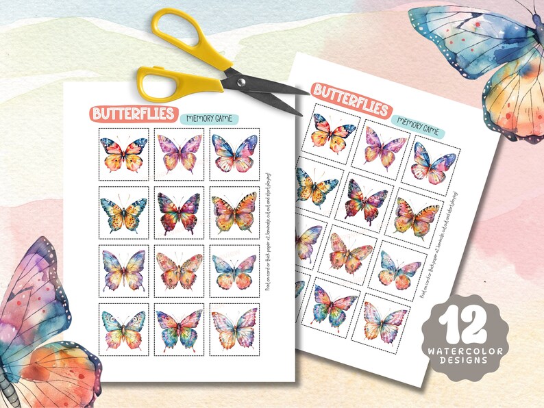 Butterfly Memory Game: Printable Matching Cards for Kids (PDF) - Etsy