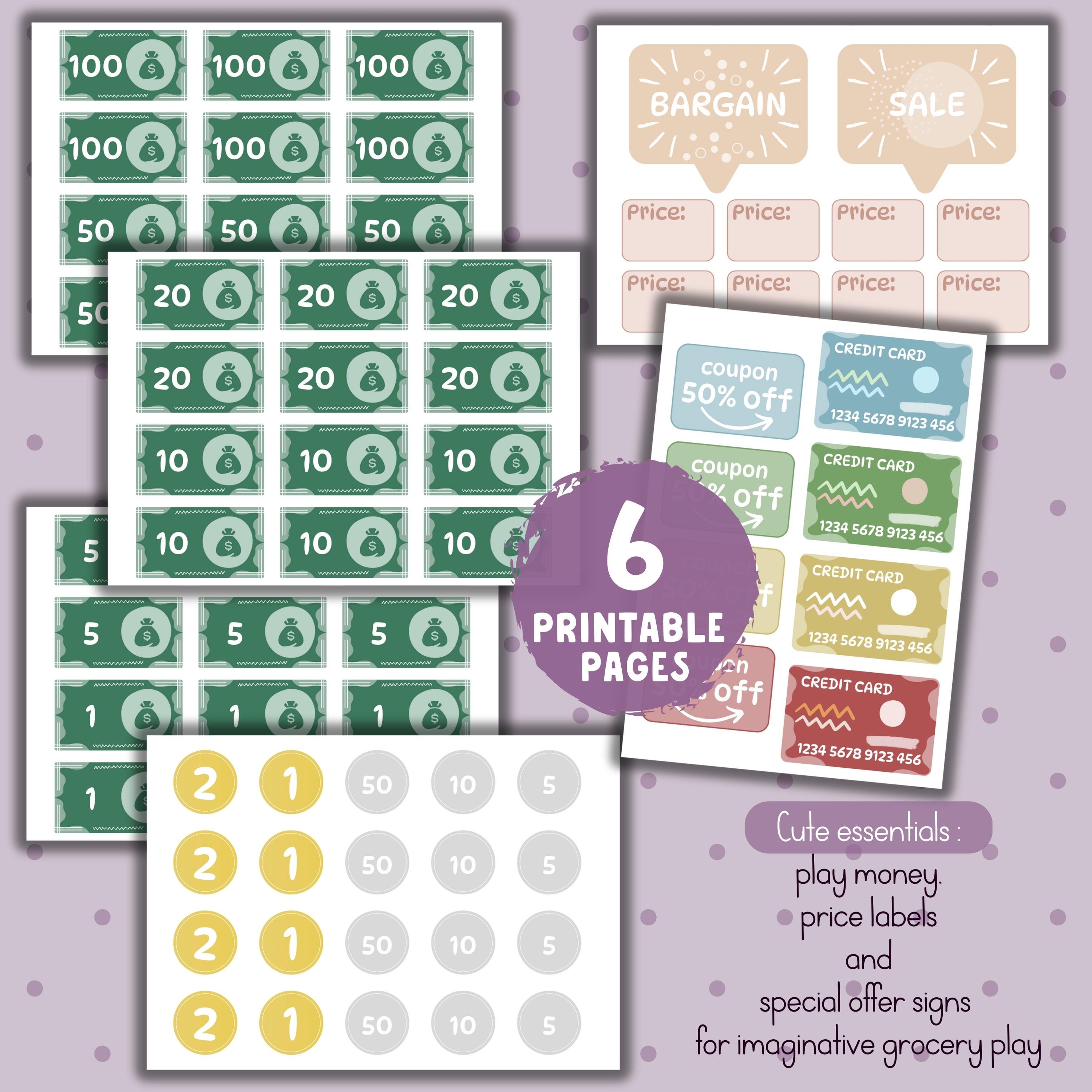 Play Money Printable: Pretend Play Set for Kids (PDF) - Etsy
