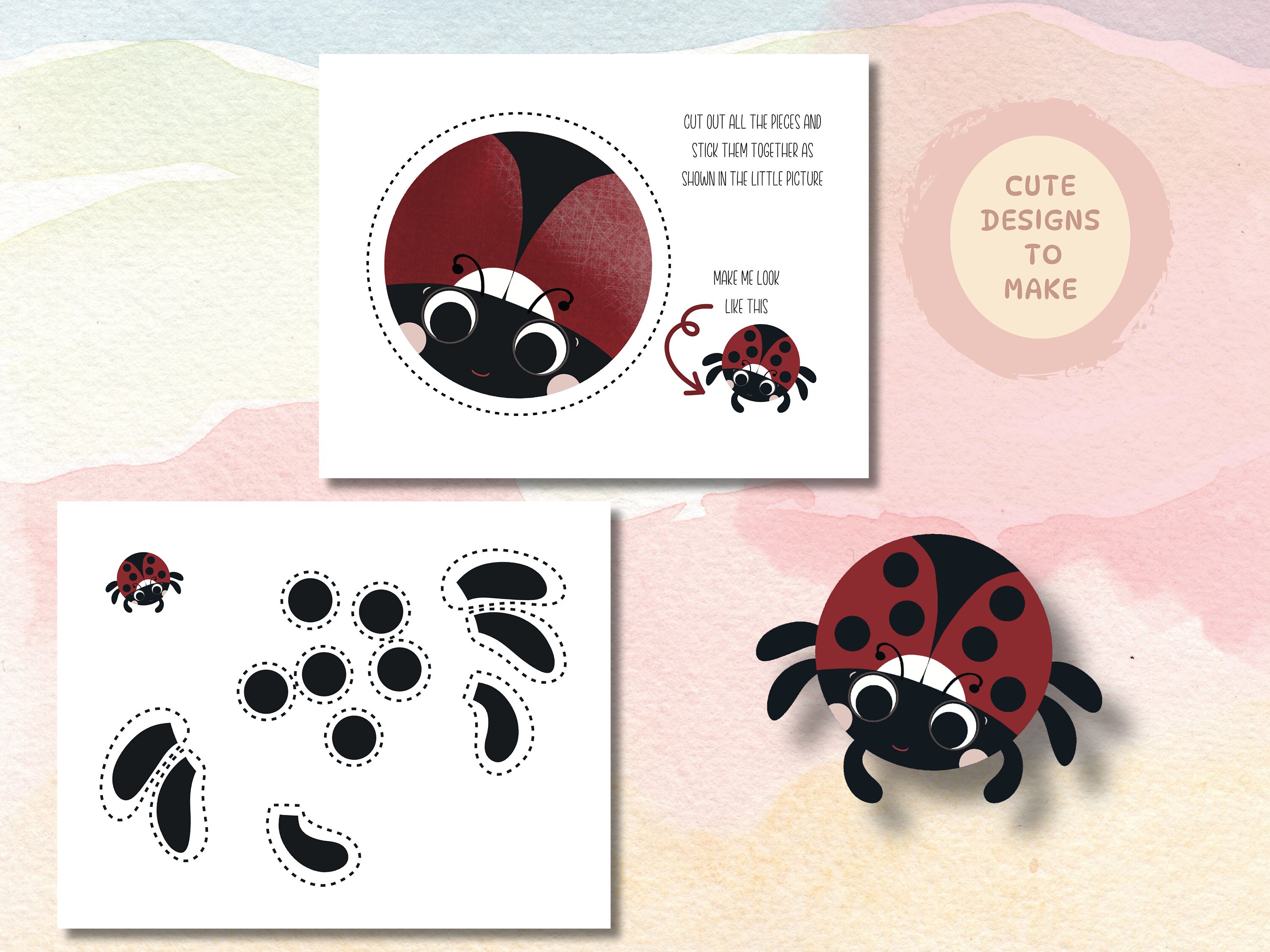 Summer Craft Printable Ladybug, Bee, Spider , Scissors Skills, Nature ...
