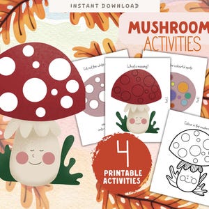Mushroom Nature Activity Pages for Toddlers, Printable Preschool ...