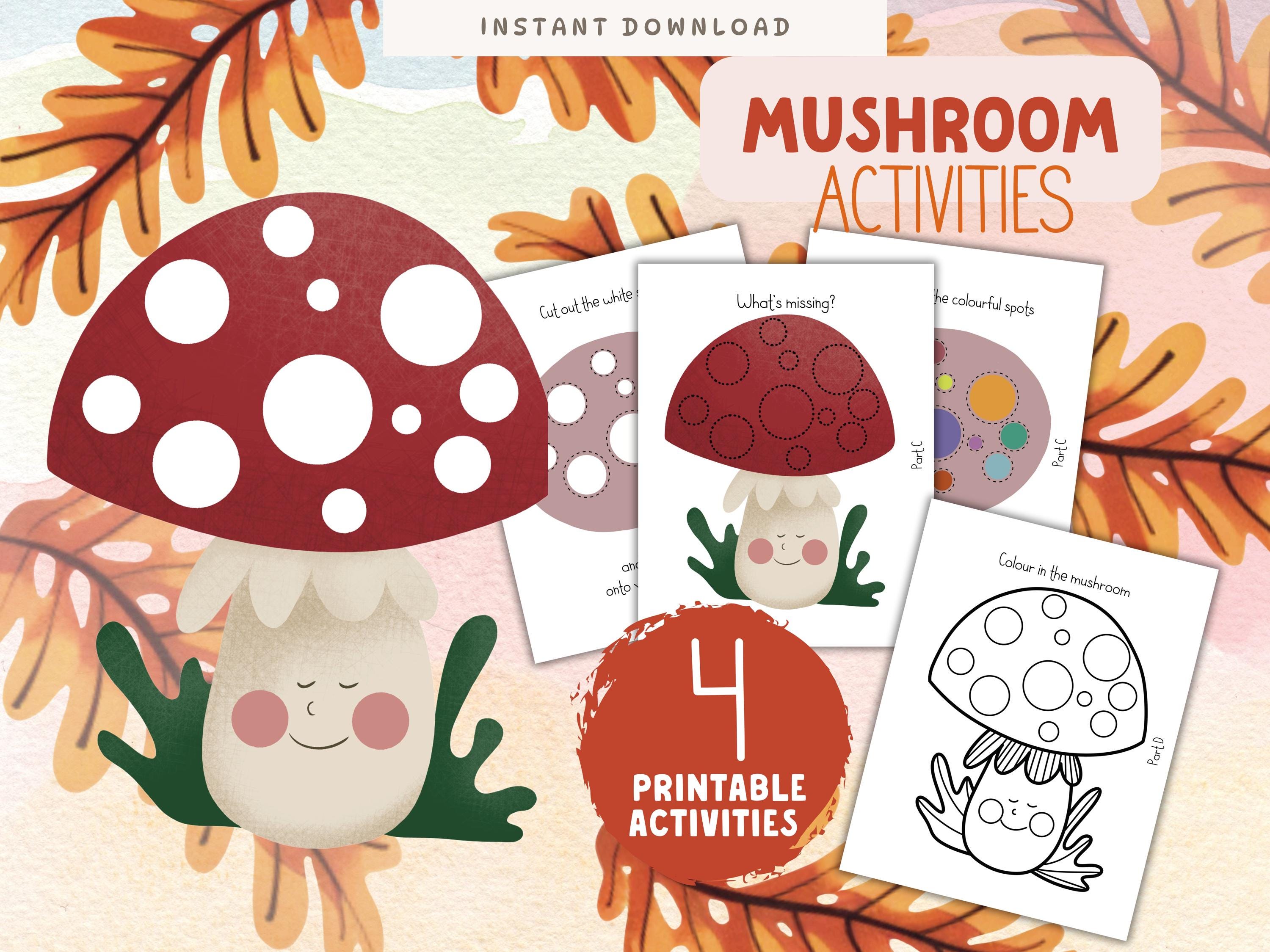 Mushroom Nature Activity Pages for Toddlers, Printable Preschool ...